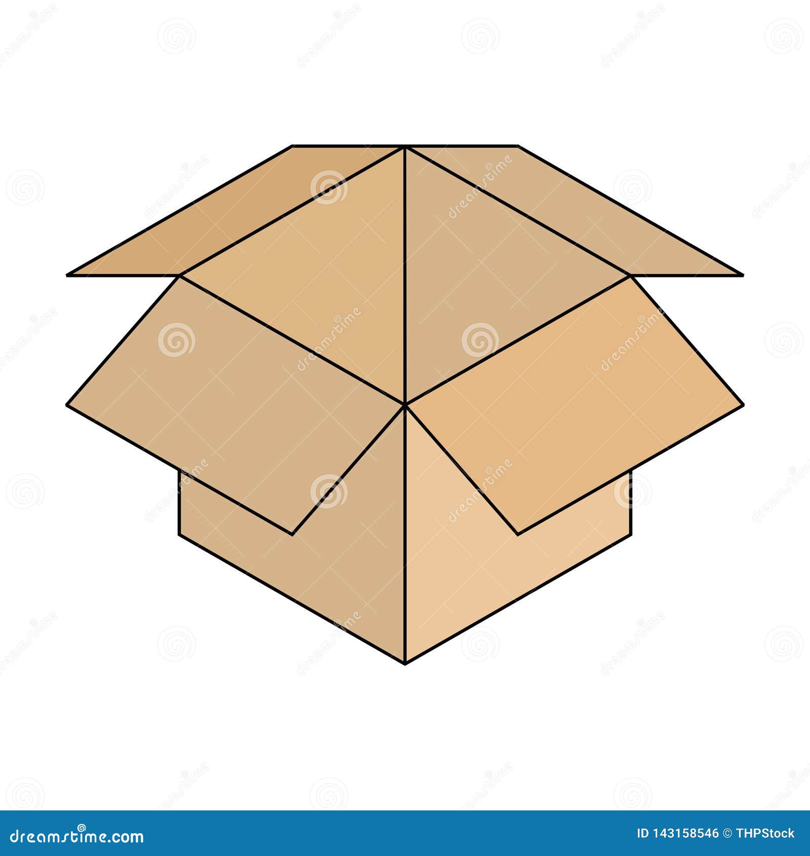 Open Box Line Drawing Vector Stock Vector - Illustration of cardboard ...
