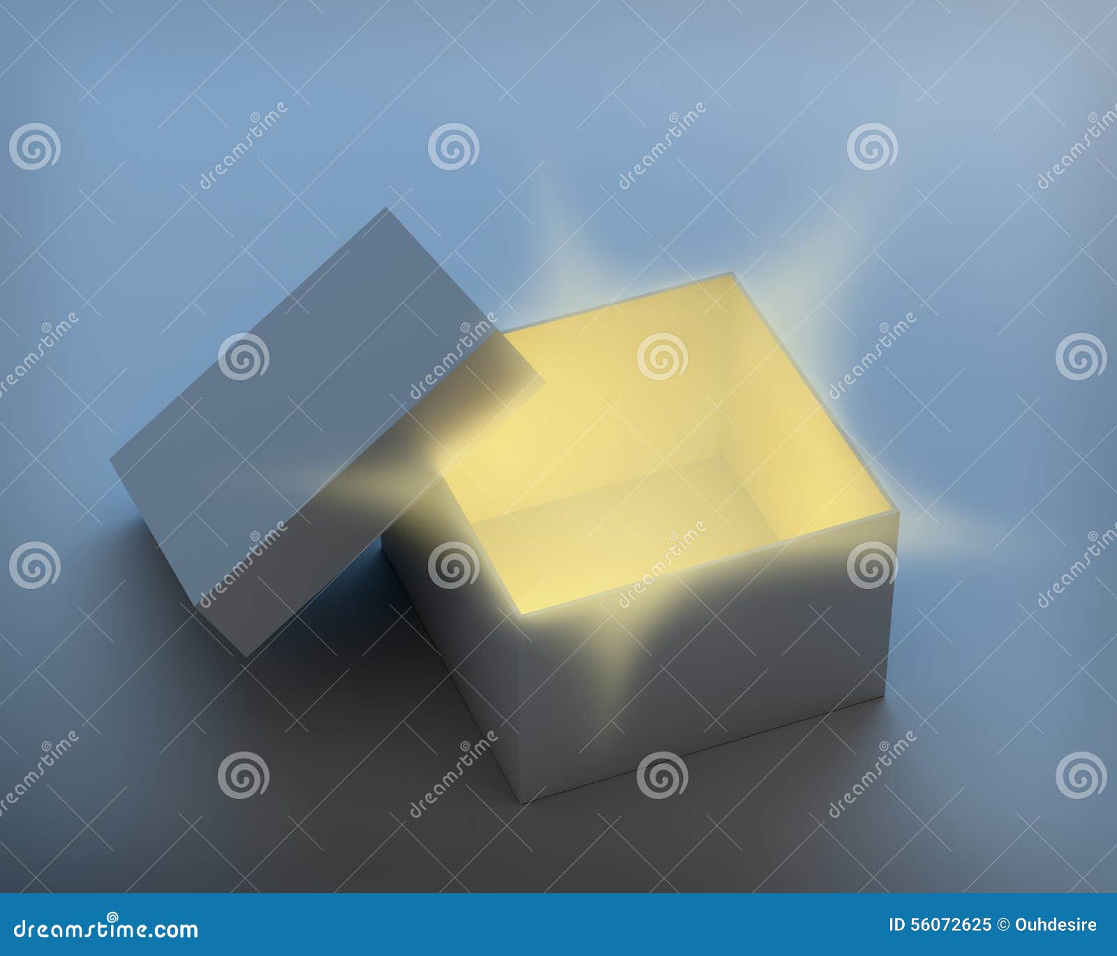 Open Box with Magic Light Rays from Inside Stock Illustration ...