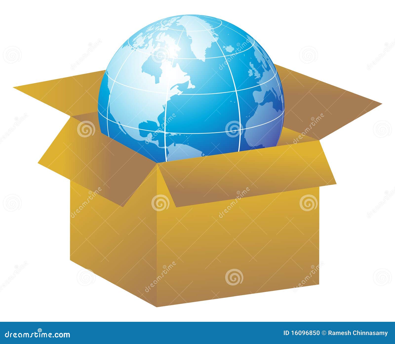 Open box in new globe stock illustration. Illustration of earth - 16096850