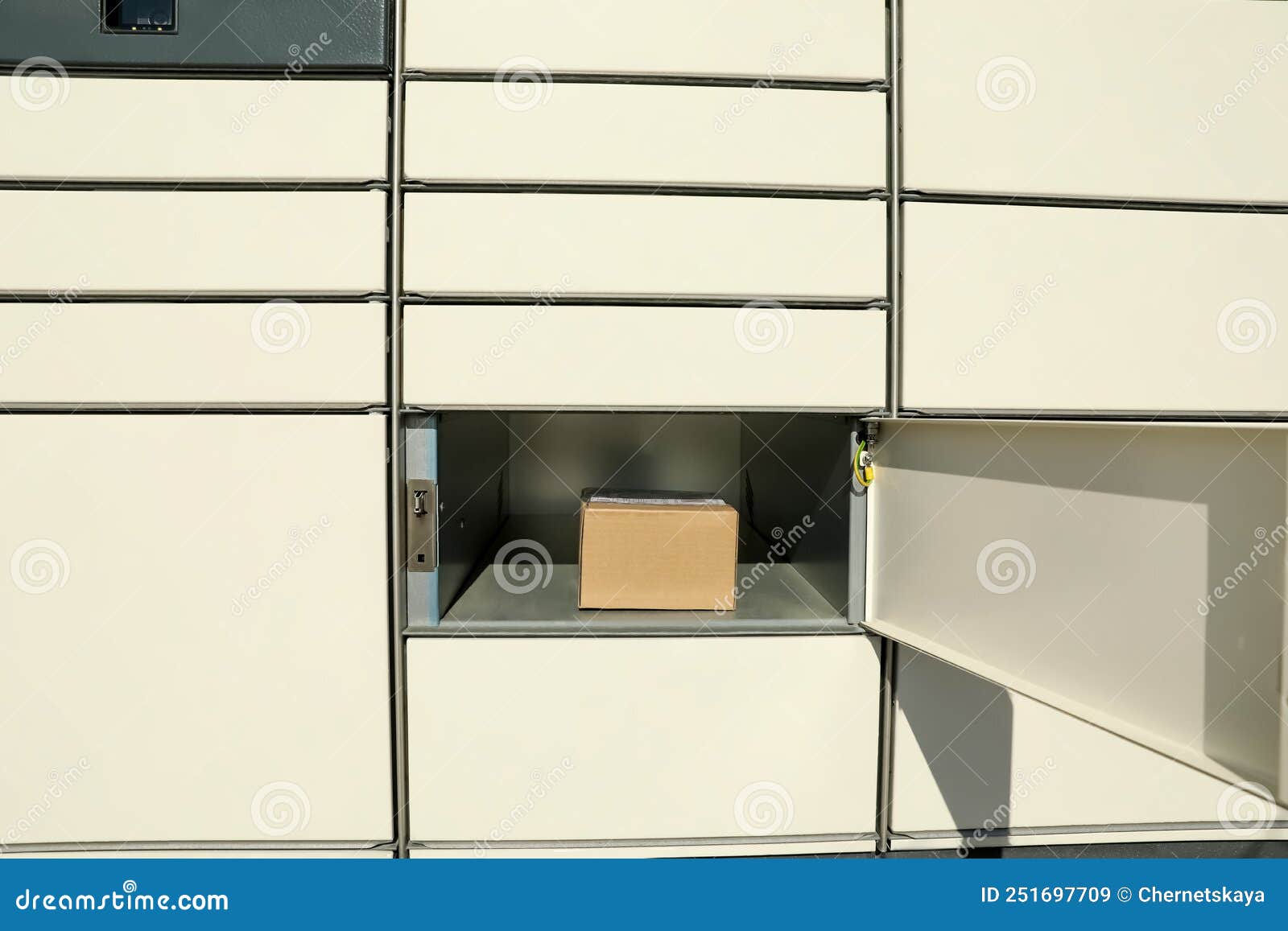 Open Box with Package in Parcel Locker Stock Image - Image of fast ...