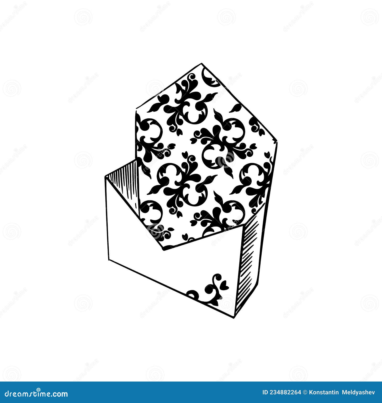 Open Box with Pattern Sketch Vector Illustration Hand Draw Stock Vector ...