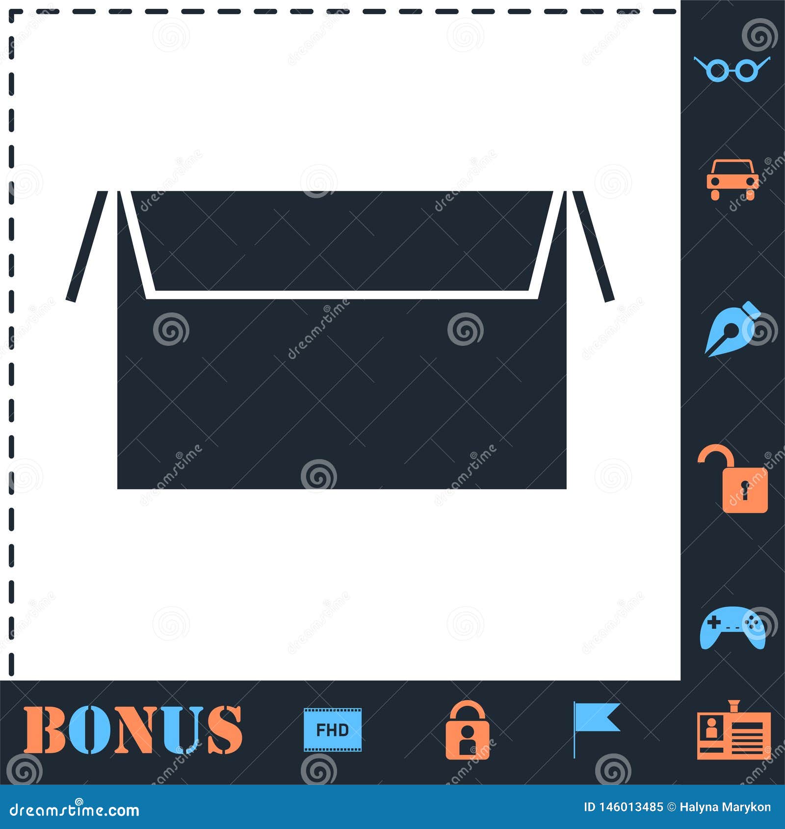 Open box icon flat stock vector. Illustration of packaging - 146013485