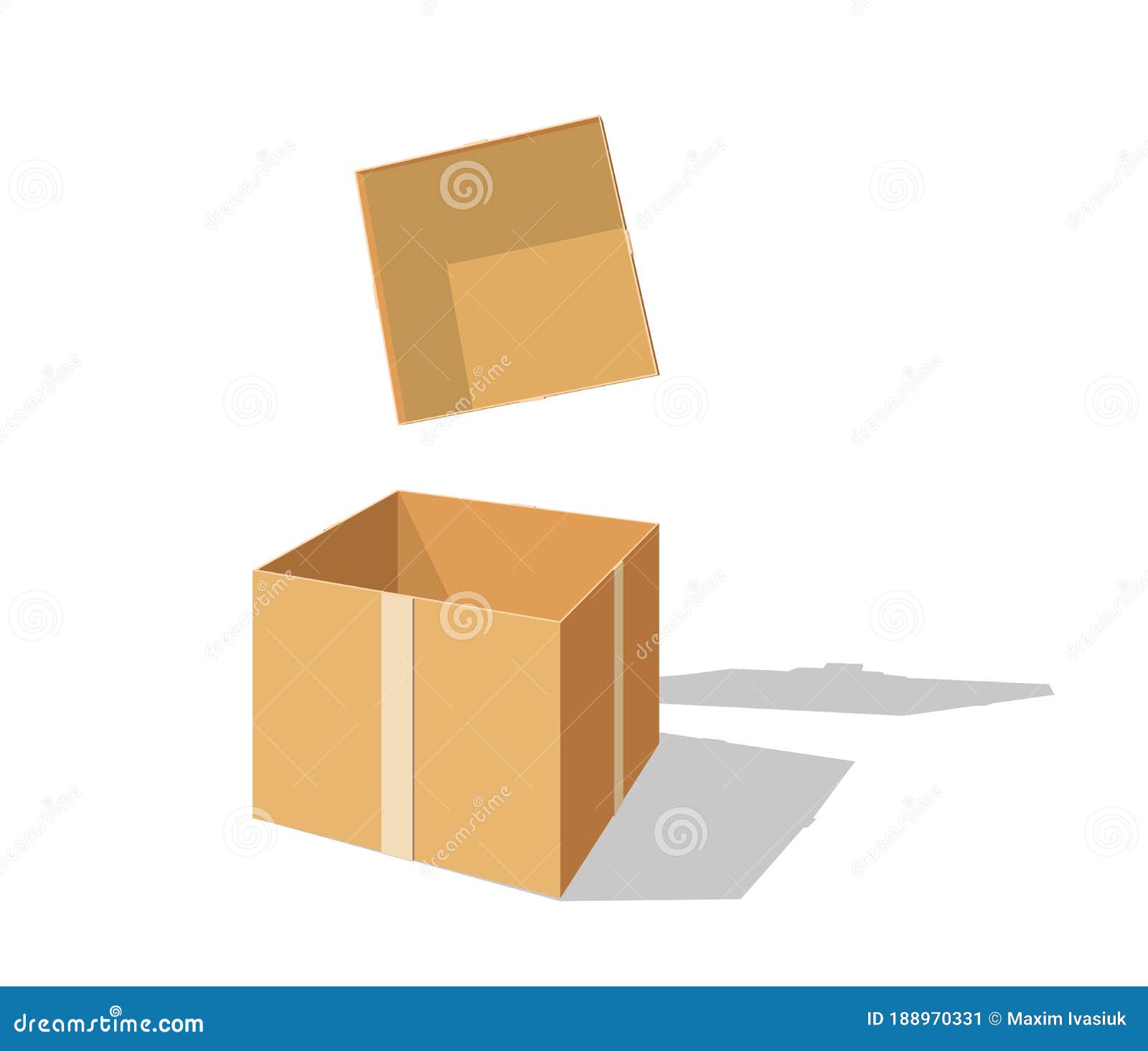 Open Box in Perspective View. Carton Gift Box Delivery Package, Open ...