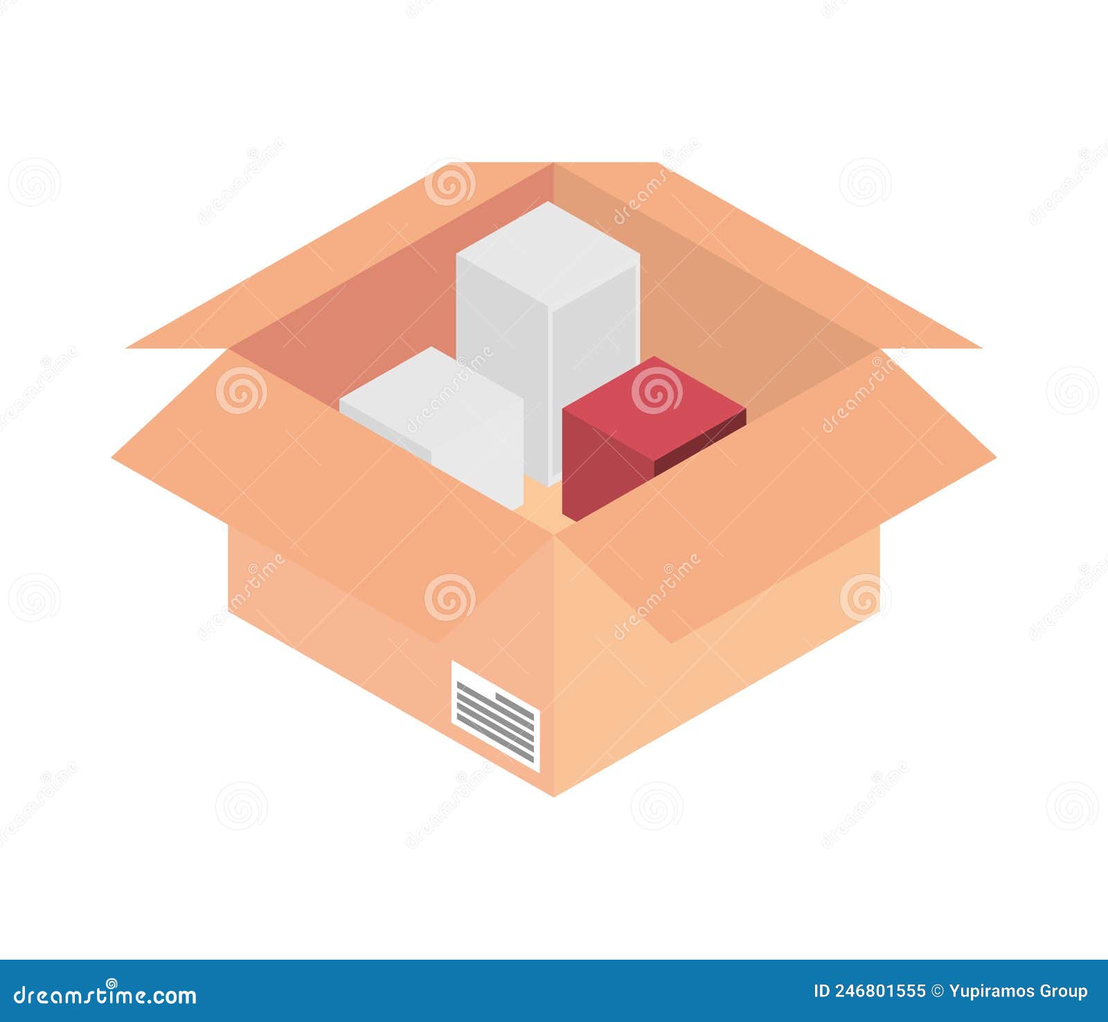 Open box with products stock vector. Illustration of isolation - 246801555