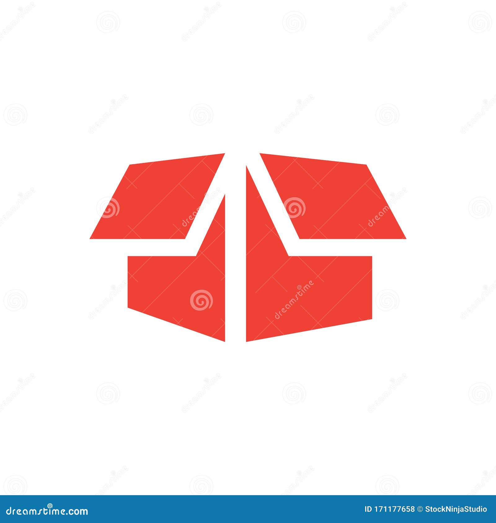 Open Box Red Icon on White Background. Red Flat Style Vector ...