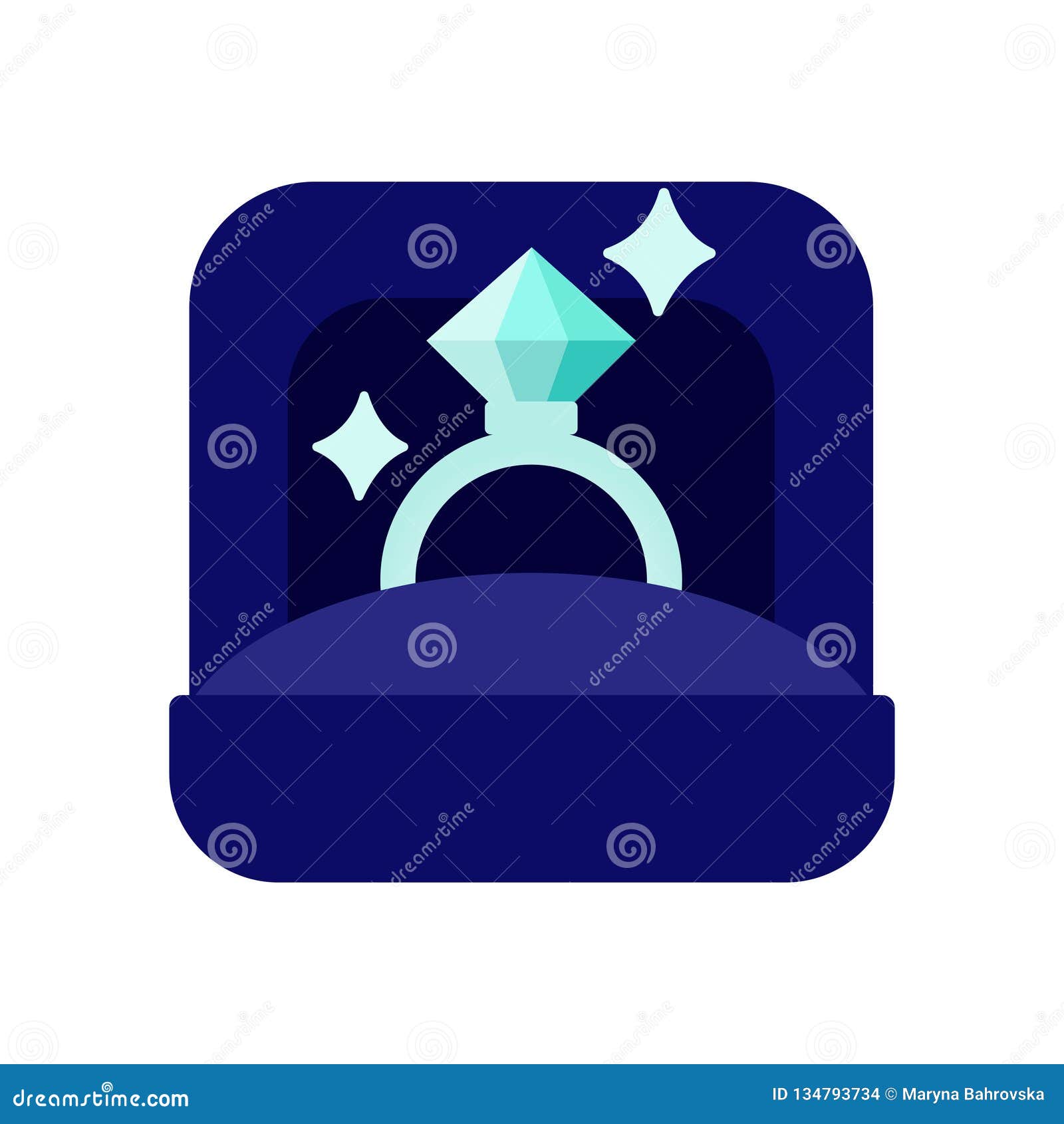 Open Box for Ring with Diamonds Inside on a White Background Stock ...