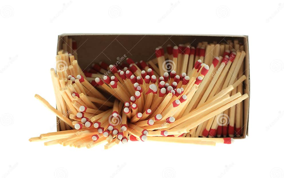 Open Box of Spilled Matches Stock Photo - Image of background, wooden ...
