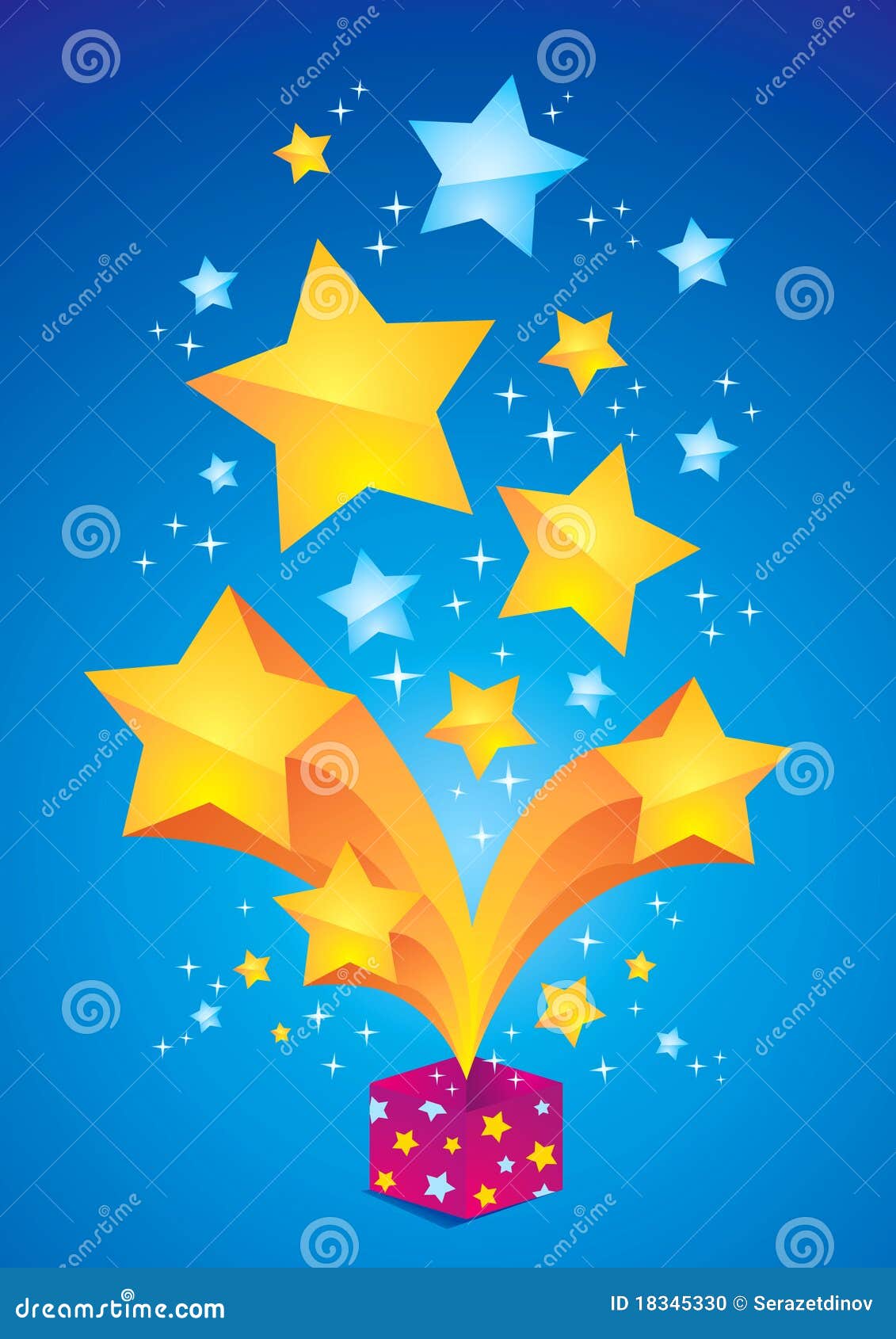 Open box with stars stock vector. Illustration of open - 18345330
