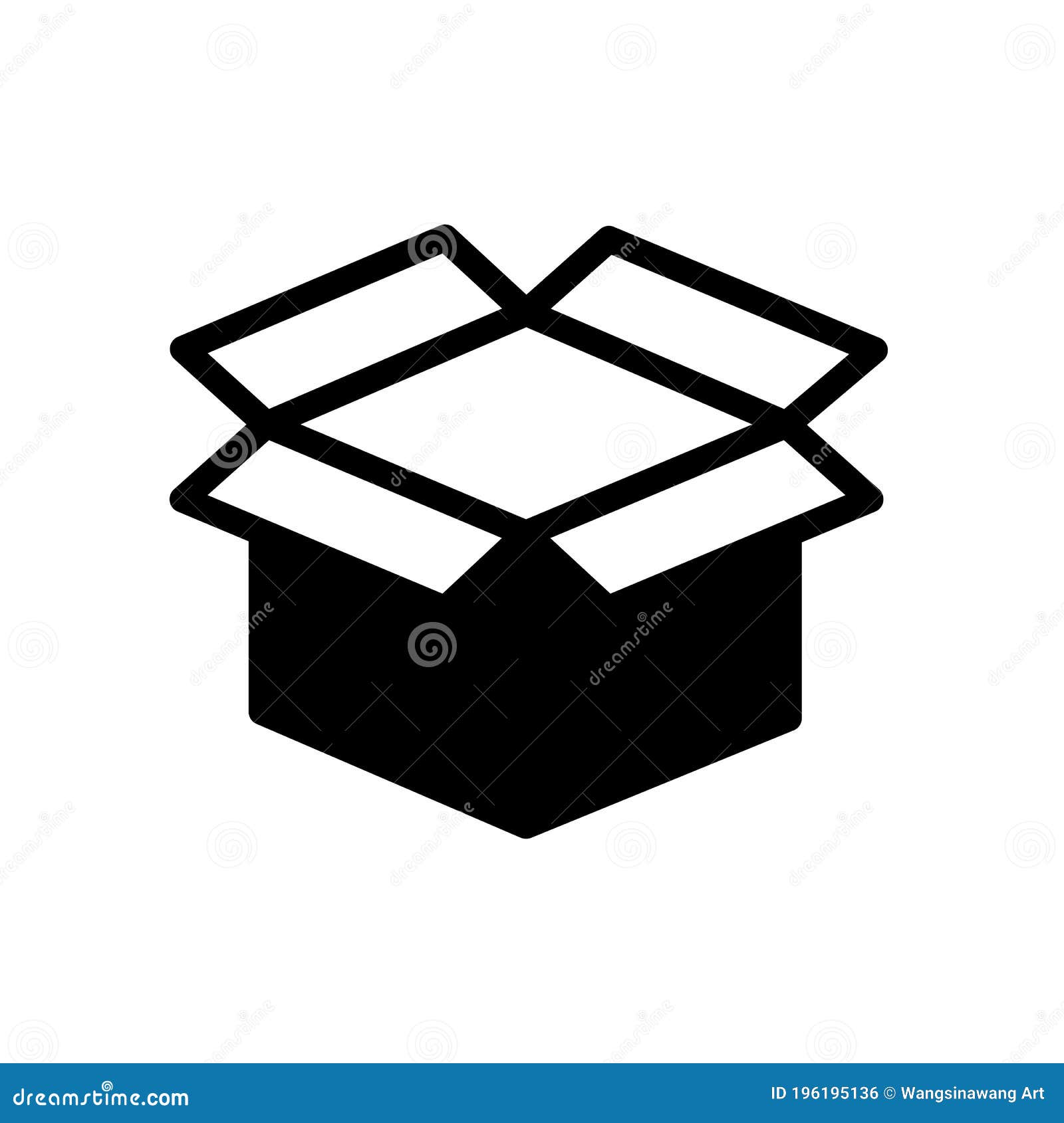 Open Box Symbol Flat Black Line Icon, Vector Illustration Stock ...