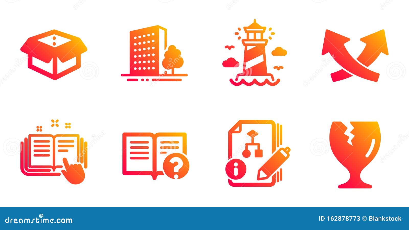 Open Box, Technical Documentation And Algorithm Icons Set. Help, Intersection Arrows And ...