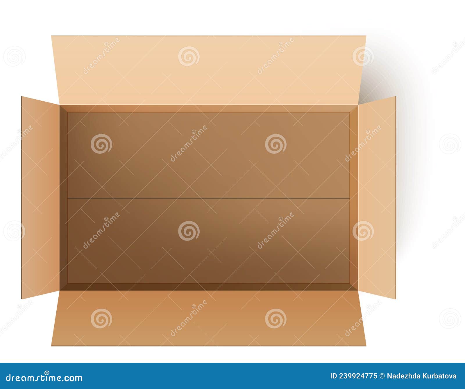 Open Box Top View. Empty Cardboard Package Realistic Mockup Stock ...