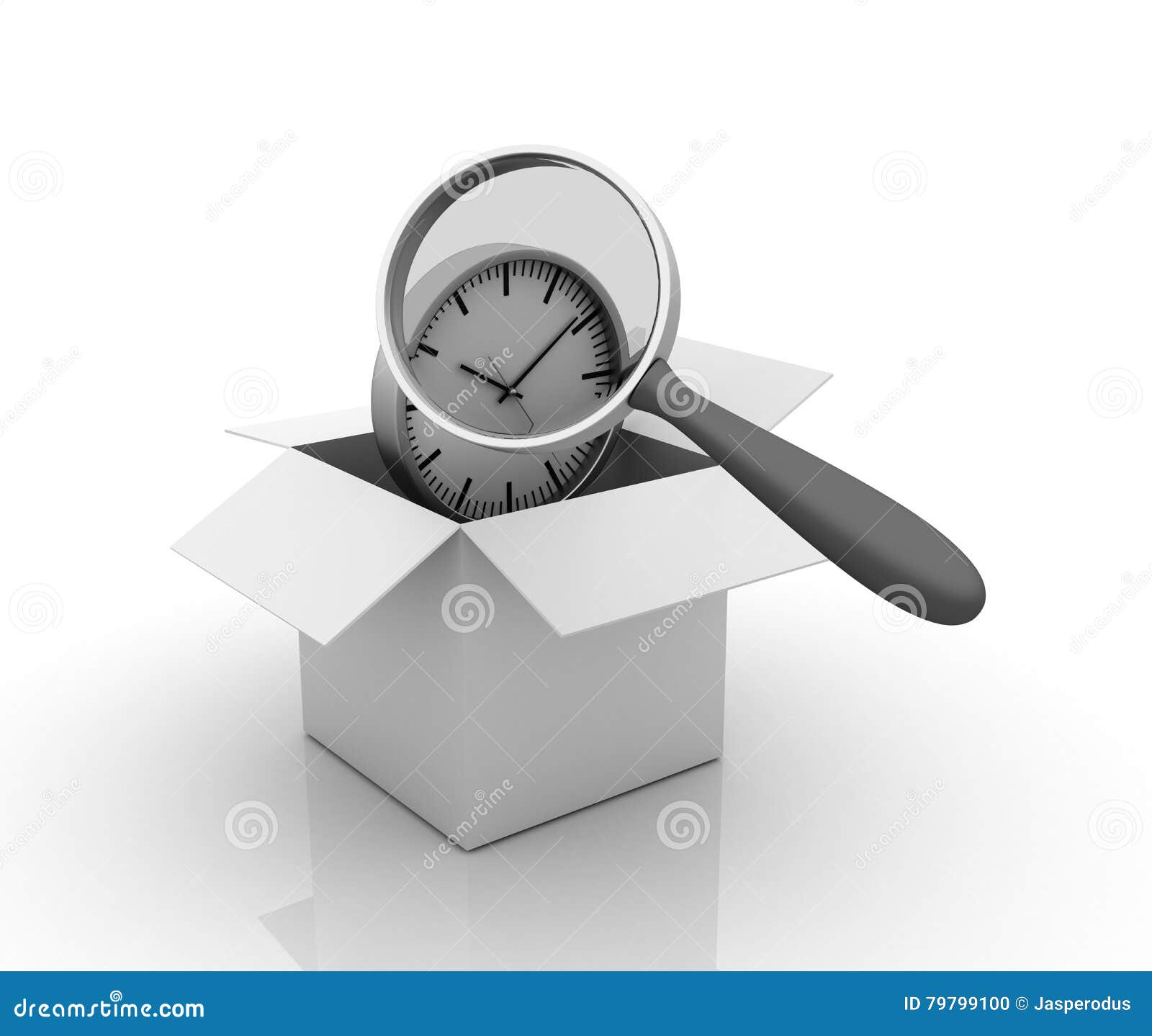 Open Box Wall Clock Magnifying Glass Stock Illustrations – 1 Open Box ...