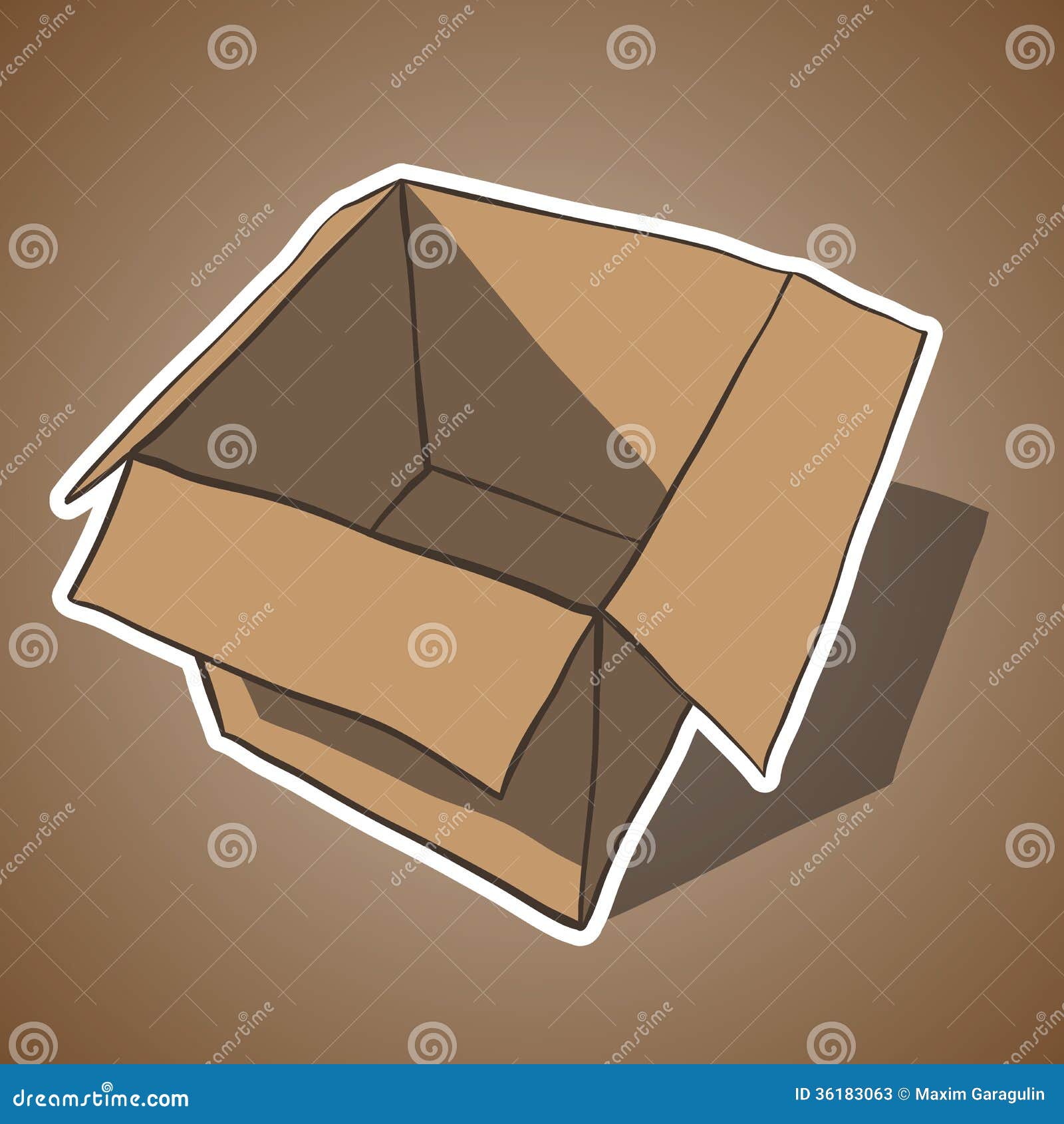 Open Box with White Outline. Cartoon Vector Stock Vector - Illustration ...