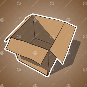 Open Box with White Outline. Cartoon Vector Stock Vector - Illustration ...