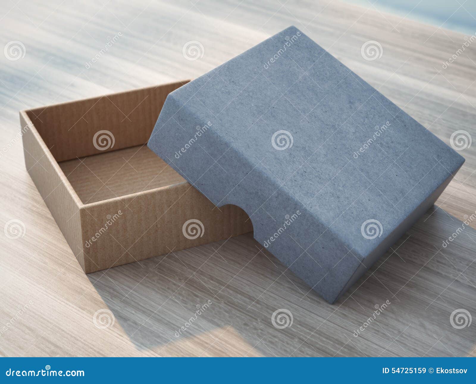 Open box on wooden table stock image. Image of parcel - 54725159
