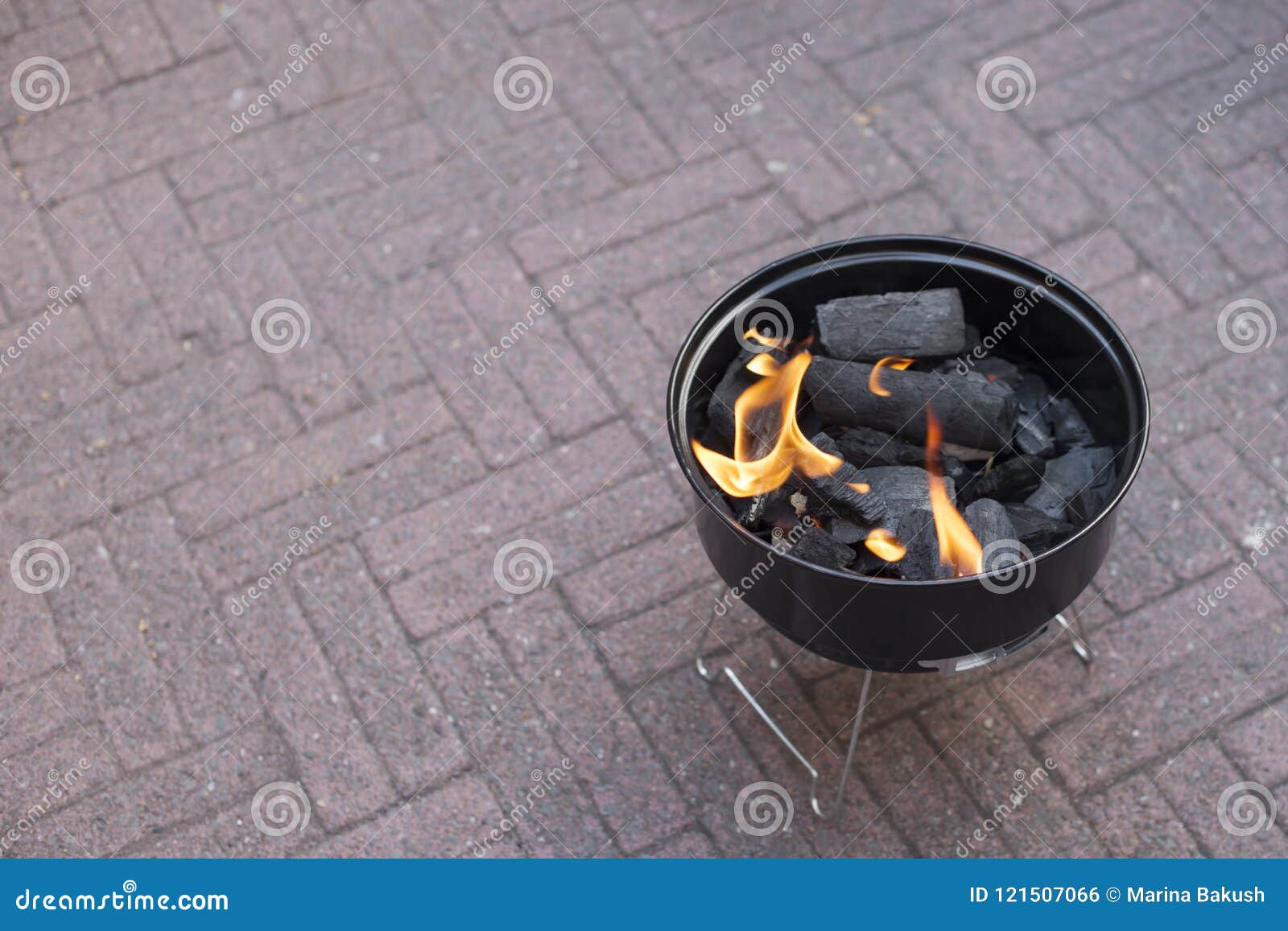 An Open Brazier for Cooking Meat. Copy Space Stock Photo - Image of ...