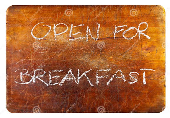 Open for breakfast stock photo. Image of writing, sign - 22942670