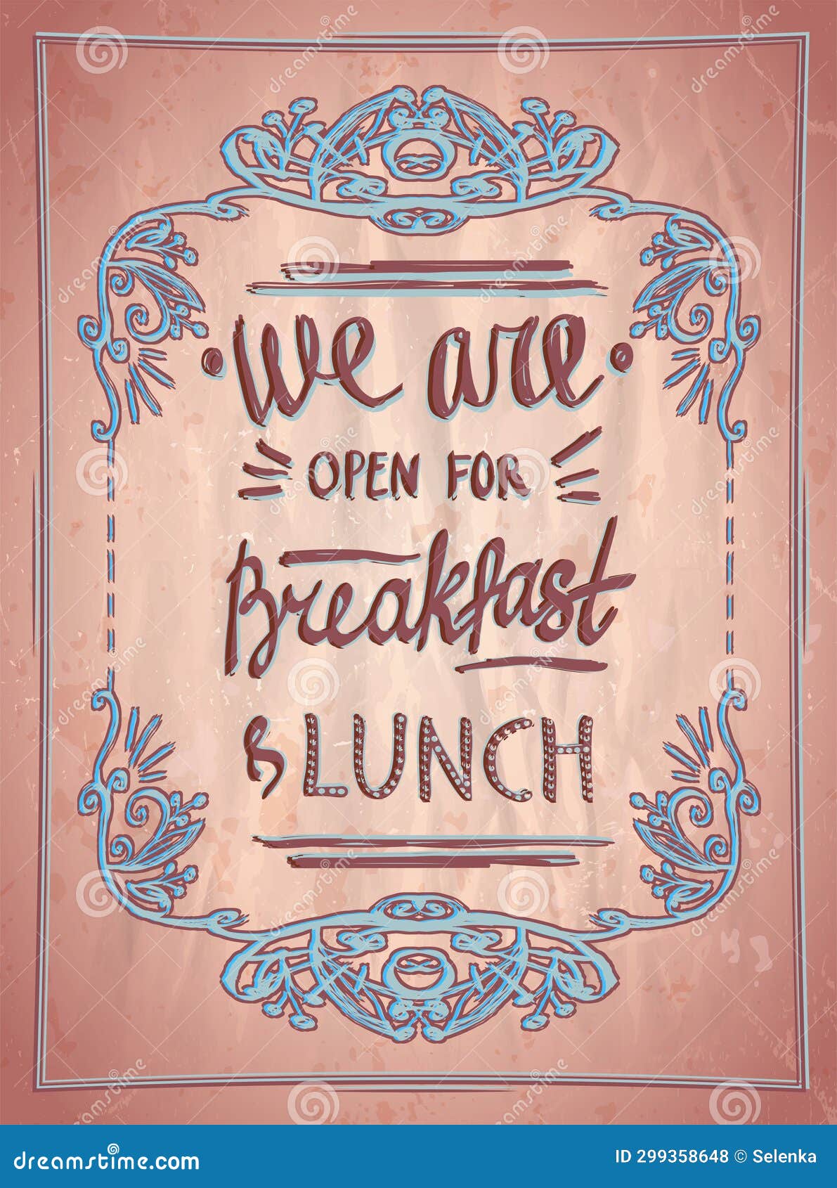 We are Open for Breakfast and Lunch - Advertising Sign Vector Menu ...