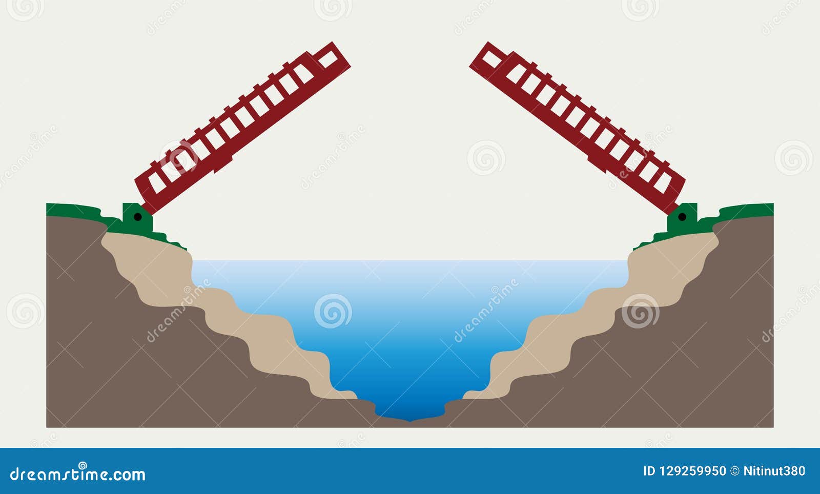 Open Bridge with Nature Landscape Stock Illustration - Illustration of ...