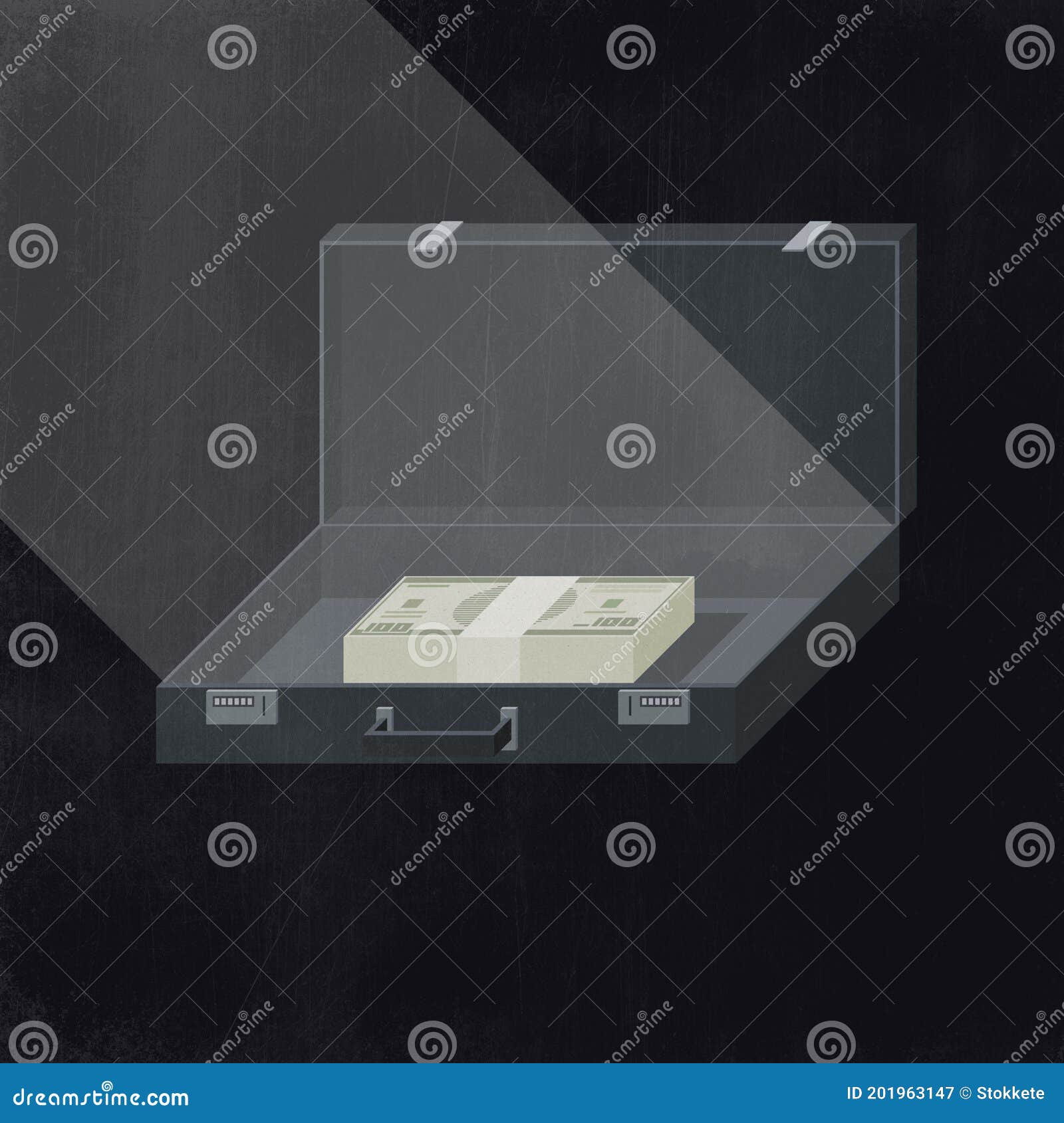 Open Briefcase with a Pack of Banknotes Stock Illustration ...