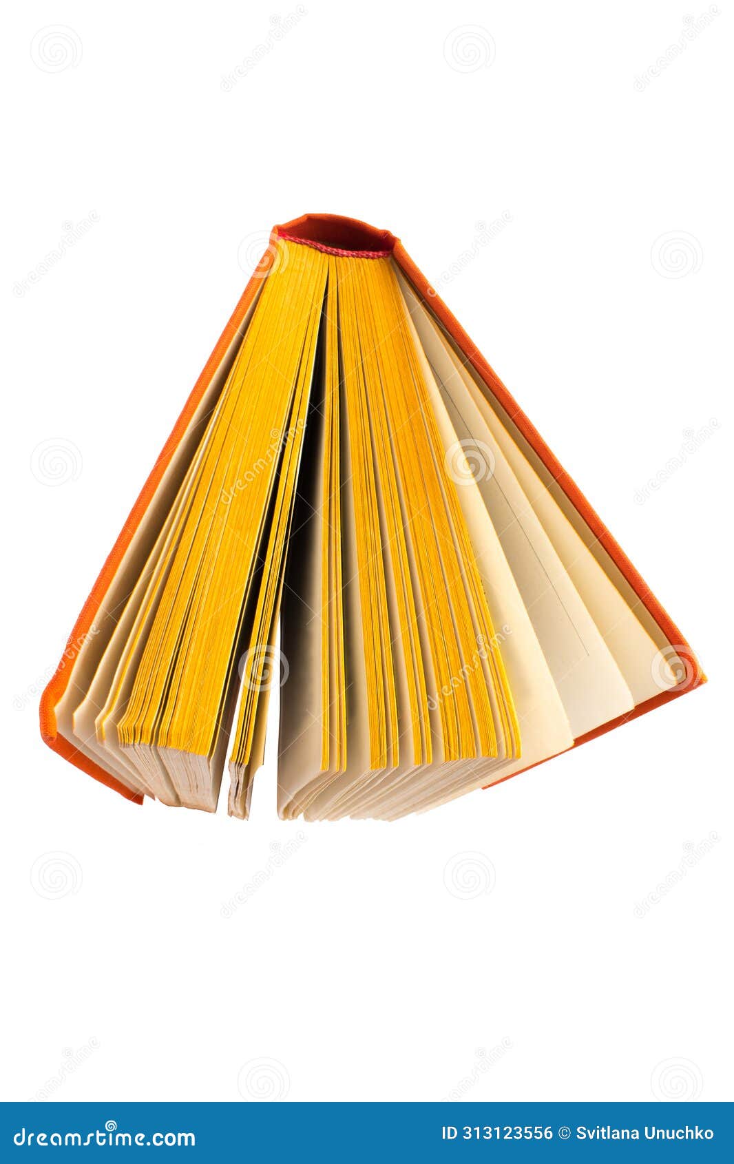 Open Bright Orange Book Isolated on White Background Stock Photo ...