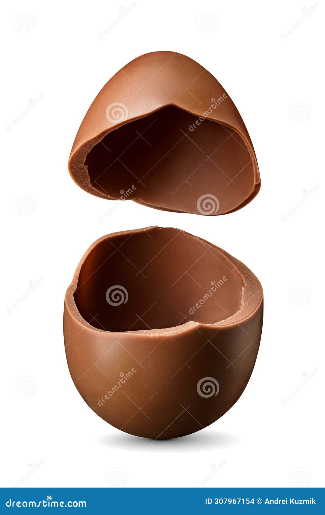 Open Broken Chocolate Easter Egg Isolated on White with Clipping Path ...