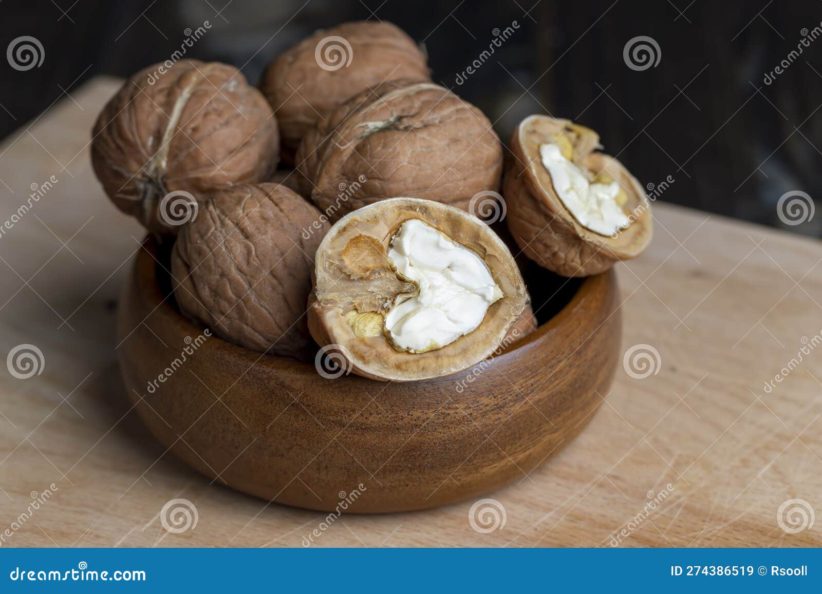 Open and Broken Walnut Shells Lying on the Table Stock Image - Image of ...