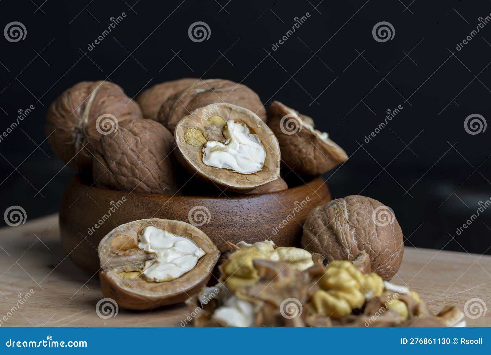 Open and Broken Walnut Shells Lying on the Table Stock Photo - Image of ...
