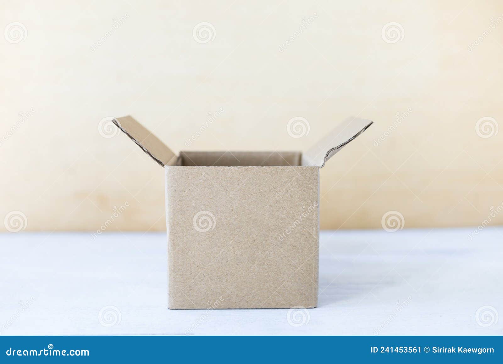 Open Brown Box with Space on Blurred Background, Empty Paper Box Stock ...