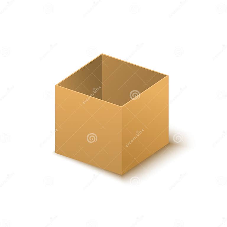 Open Brown Box on White Background. Vector Illustration. Vector ...