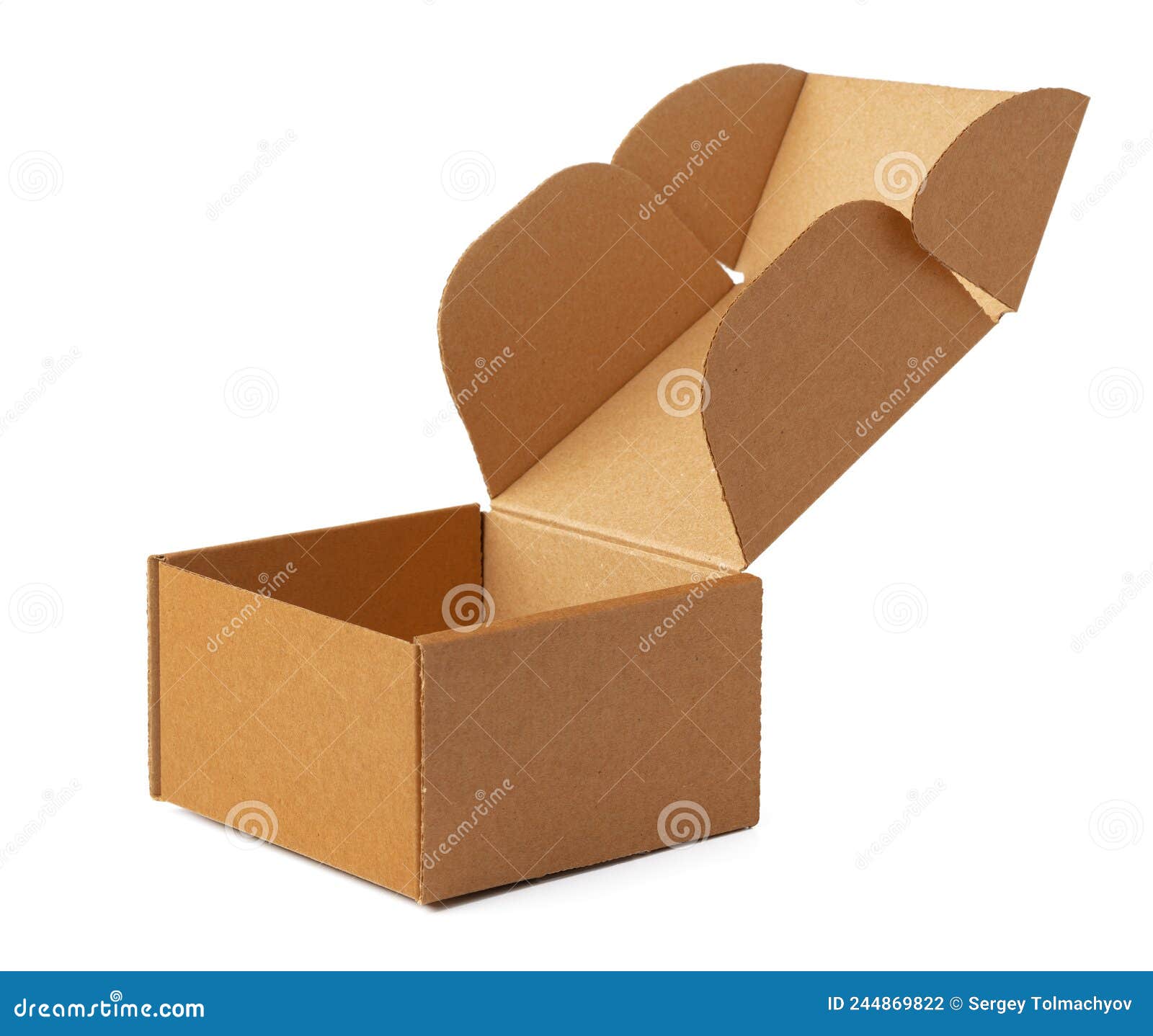 Open Brown Cardboard Box Isolated on White Stock Photo - Image of mail ...
