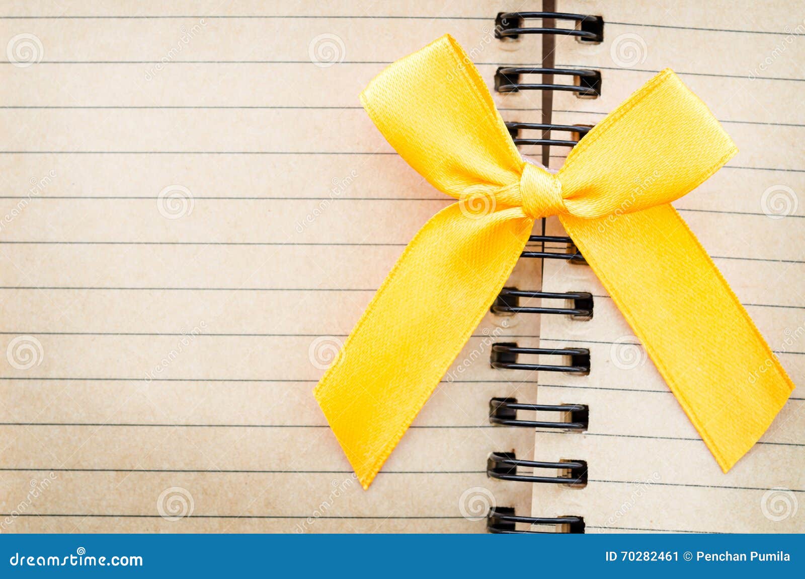 Open Brown Diary and with a Yellow Ribbon. Stock Image - Image of ...