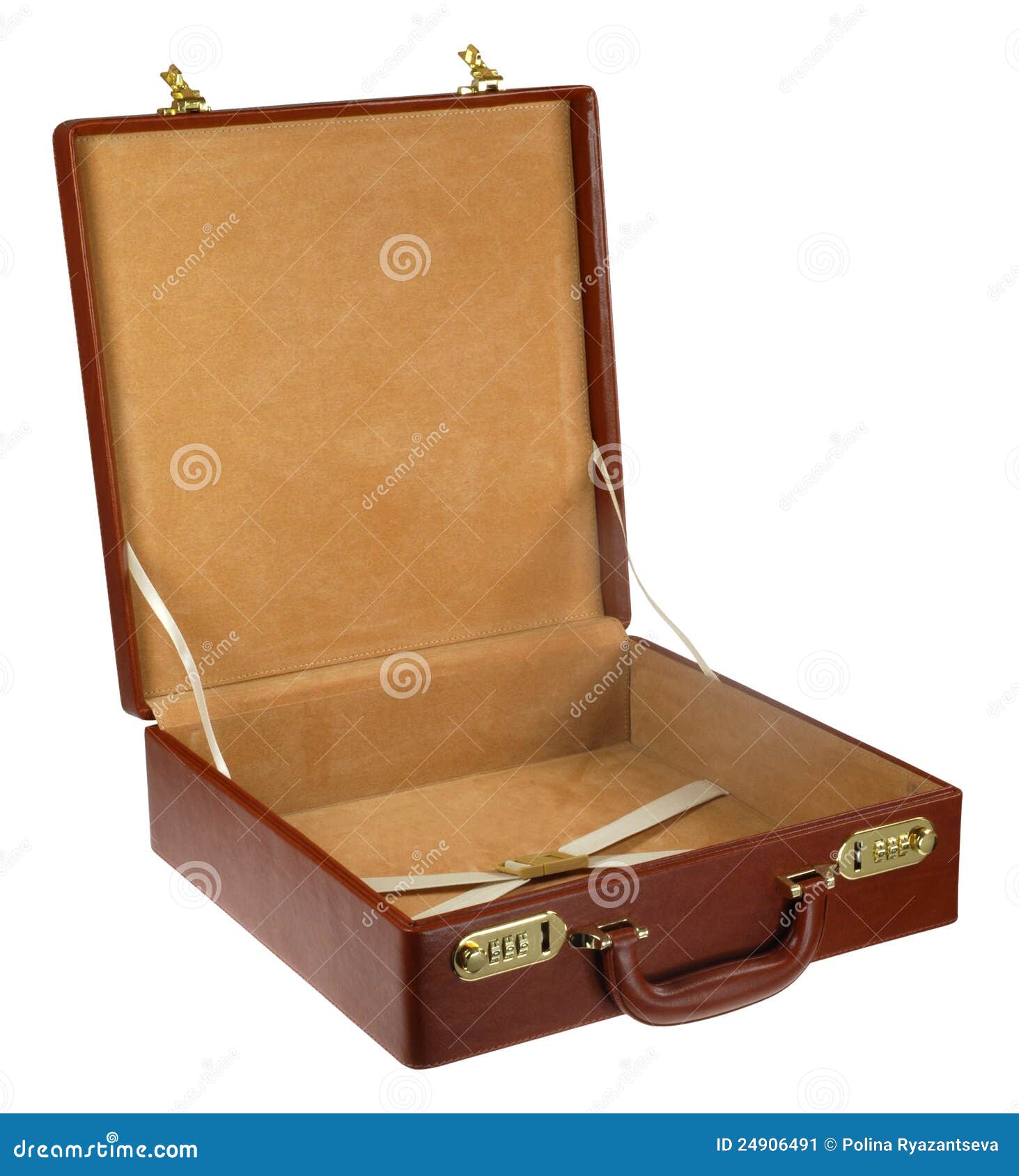 Open Brown Leather Briefcase Stock Image - Image of accessory, baggage ...