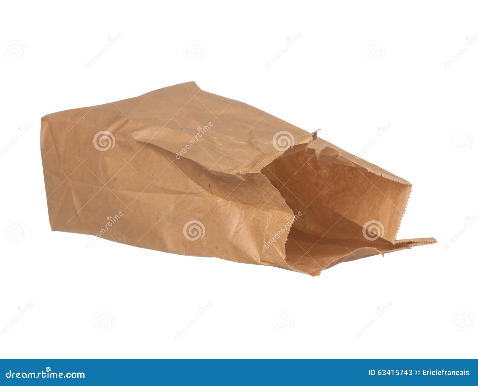 Open Brown Paper Bag Laying Down Isolated On White Royalty-Free Stock ...