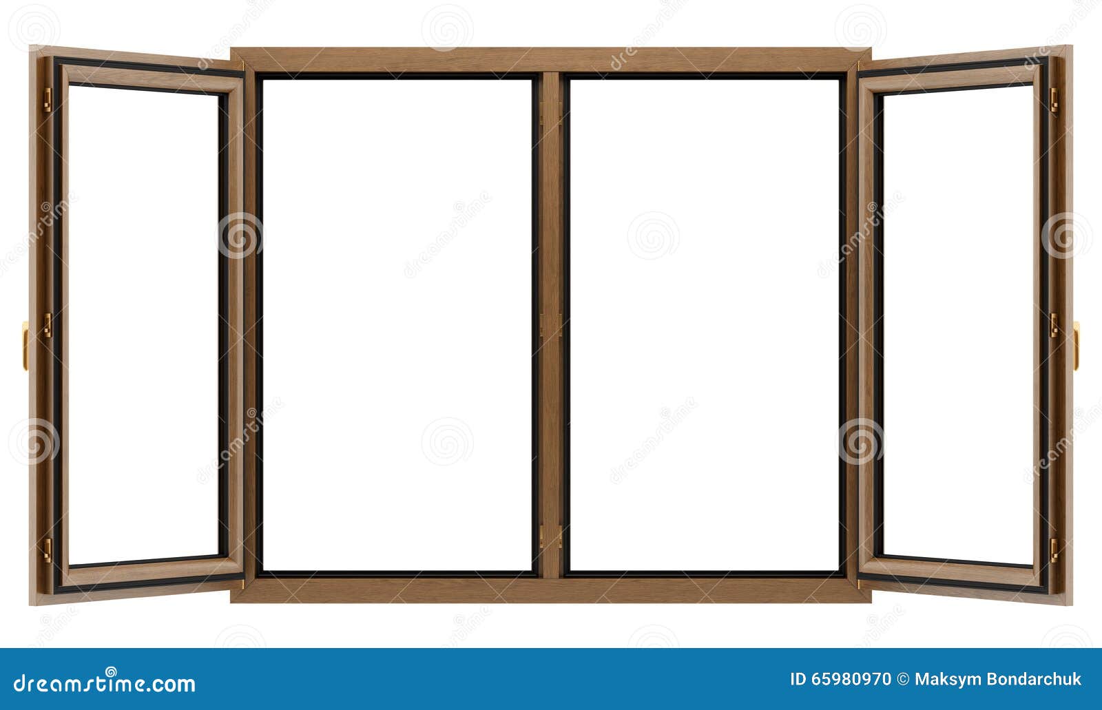 Open Brown Wooden Window Isolated on White Stock Illustration ...