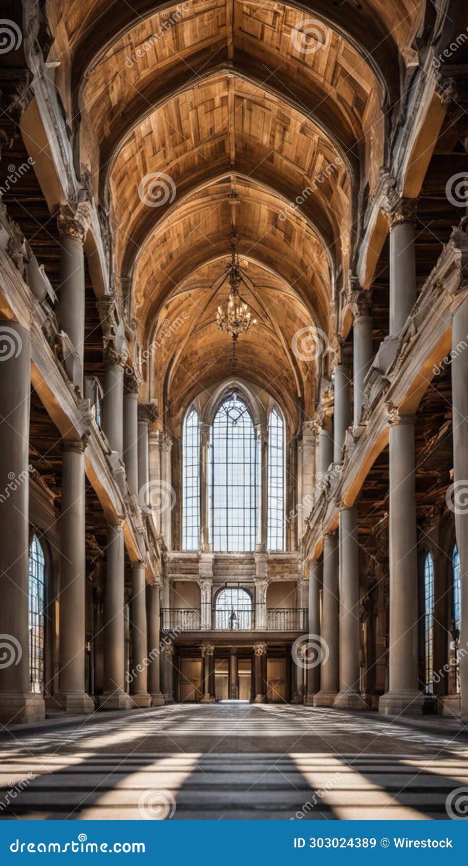 An Open Building with Columns and a Large Window on the Wall Stock ...