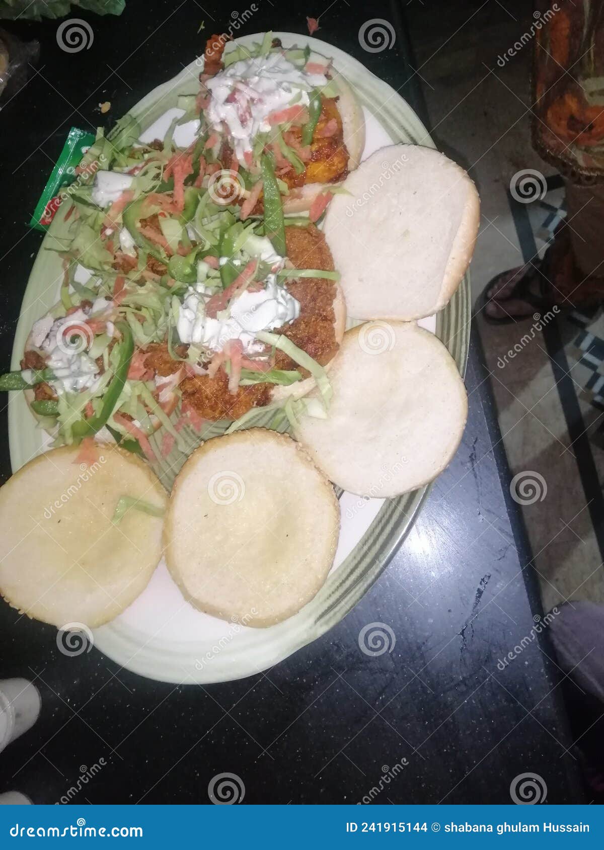 Open Burgar Vegetable and Slad Stock Photo - Image of meal, vegetable ...