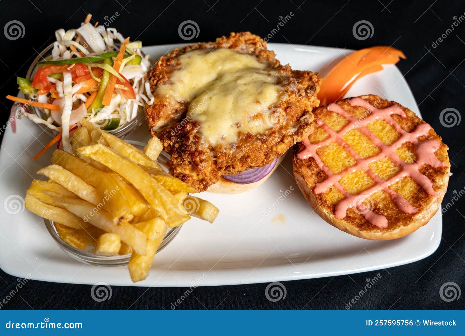 Open Burger with Ingredients on a White Plate. Stock Photo - Image of ...