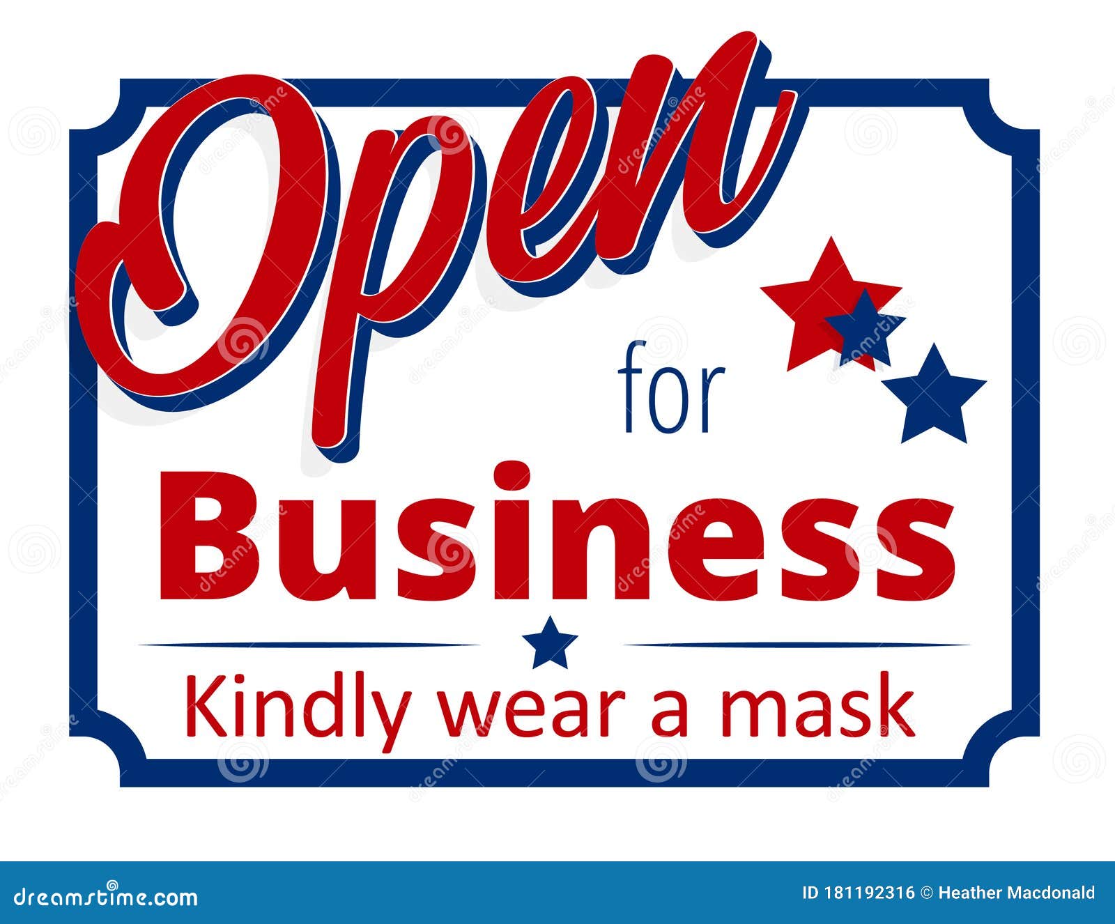 Open for Business Sign that Reads Open for Business Kindly Wear a Mask ...
