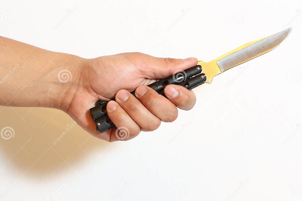 Open butterfly knife stock photo. Image of balisong, white - 12580968