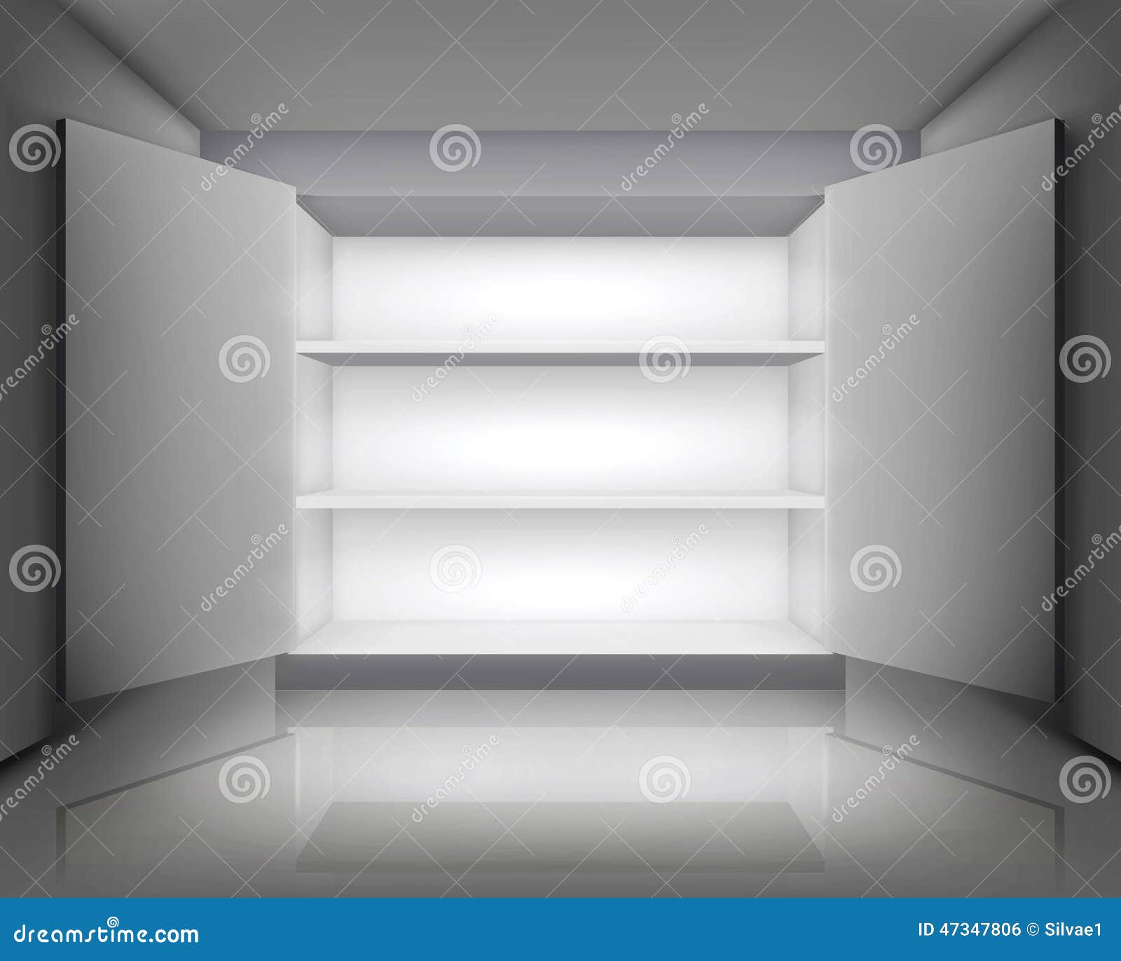 Open Cabinet. Vector Illustration. Stock Vector - Illustration of ...