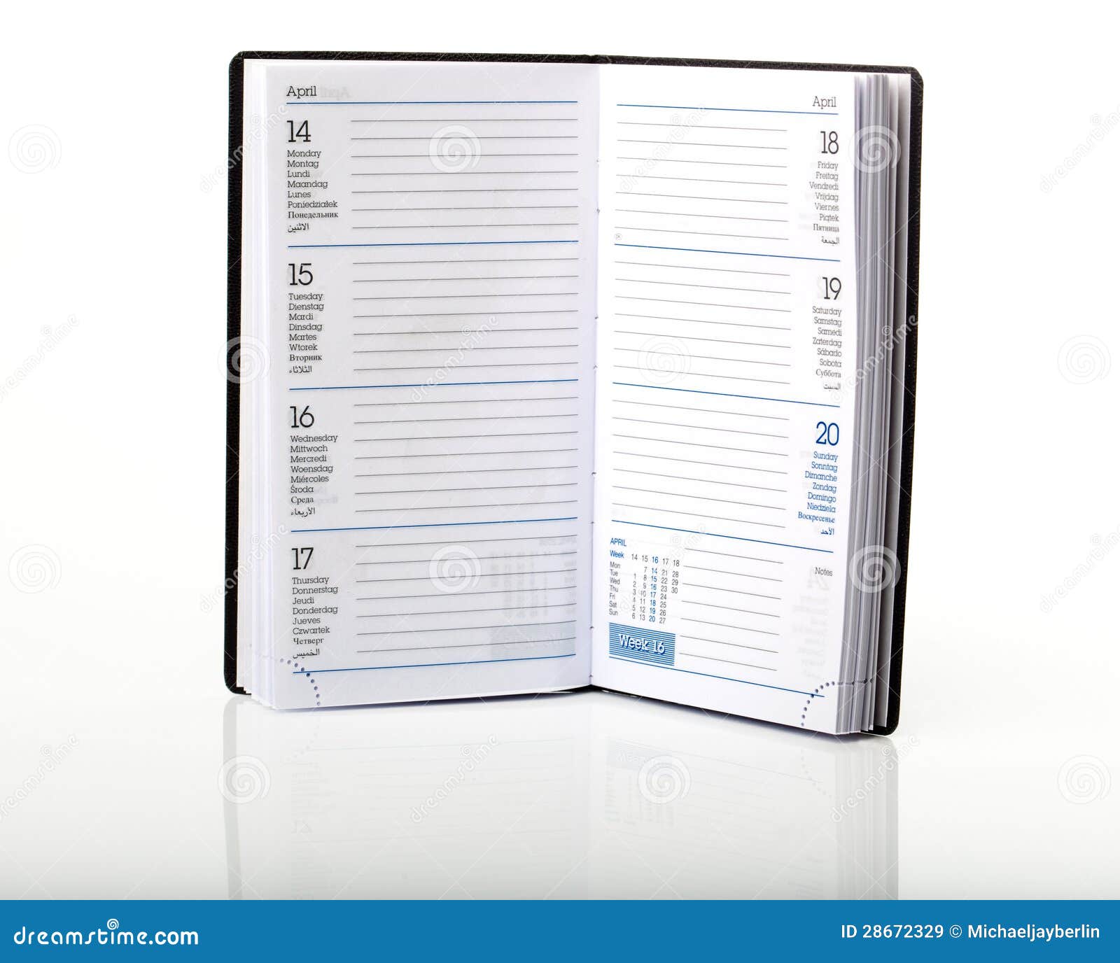 Open Calendar with Reflection Stock Image - Image of april, group: 28672329