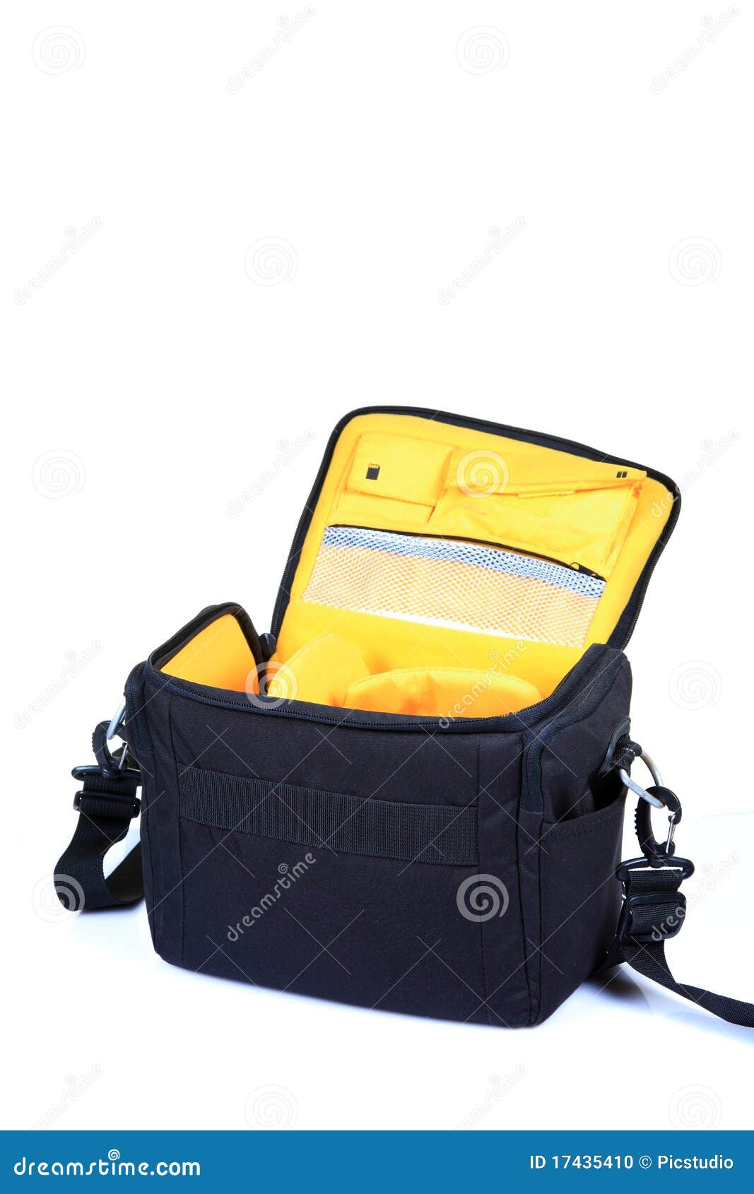 Open camera bag stock photo. Image of case, isolated - 17435410