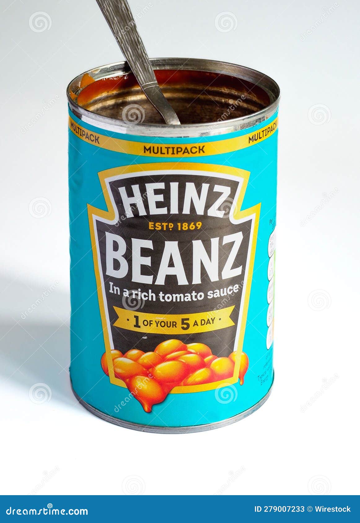 Open Can of Heinz Beans with a Spoon Sticking Out Editorial Stock Photo ...