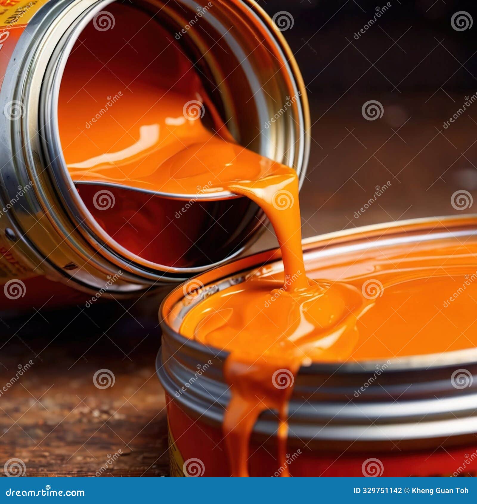 Open Can of Paint with Orange Paint , Color Concept Stock Illustration ...