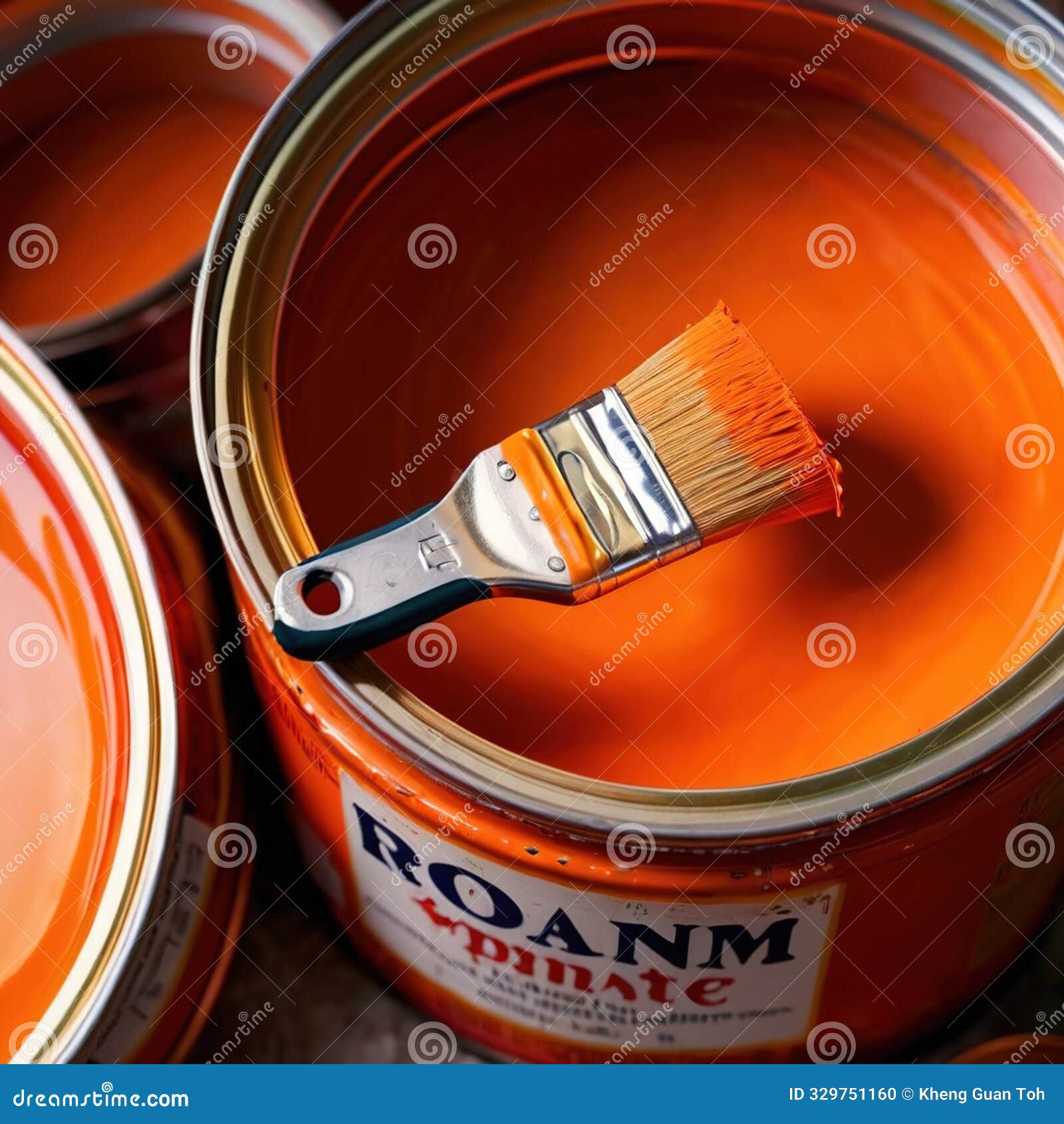 Open Can of Paint with Orange Paint , Color Concept Stock Illustration ...