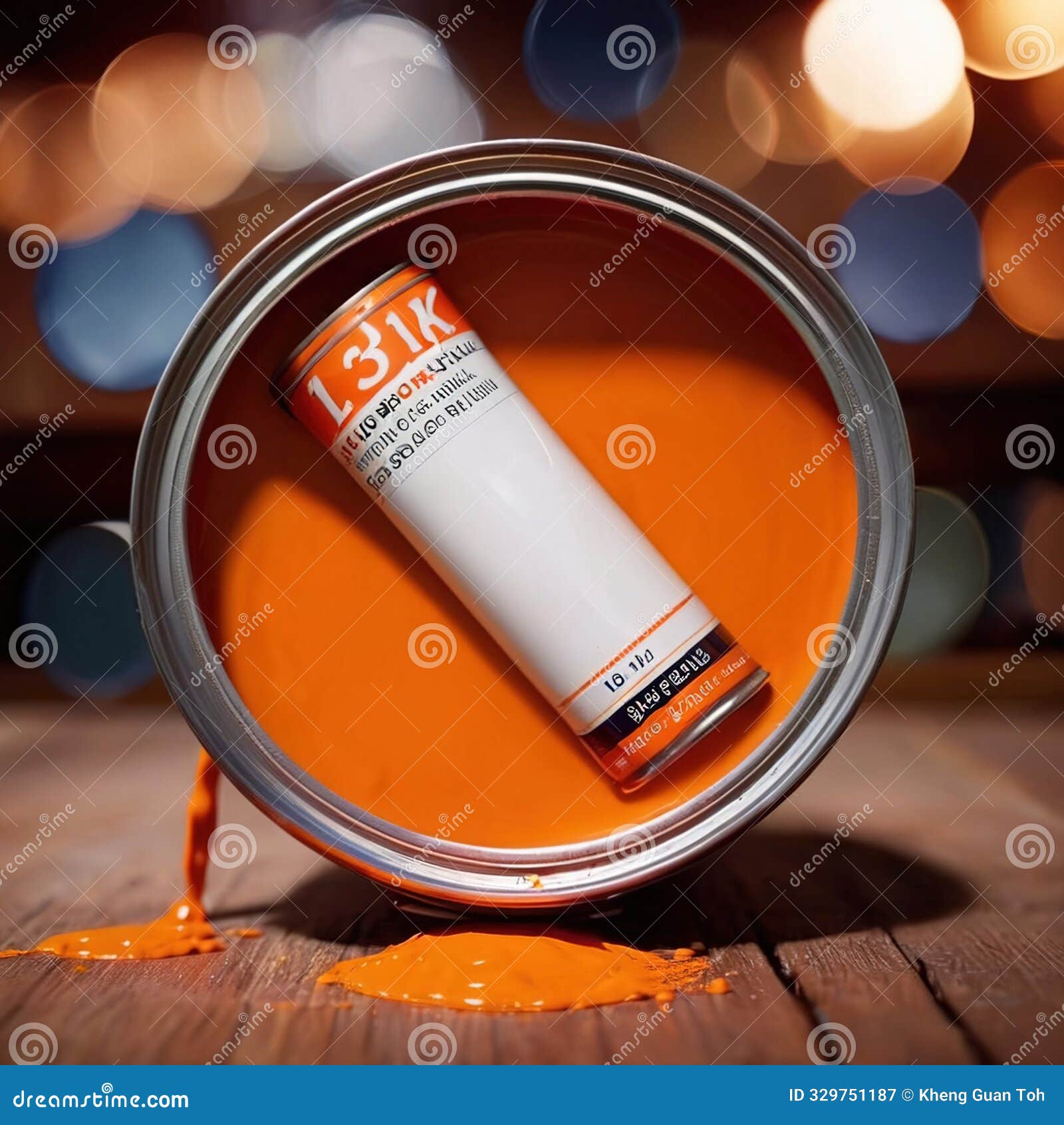 Open Can of Paint with Orange Paint , Color Concept Stock Illustration ...