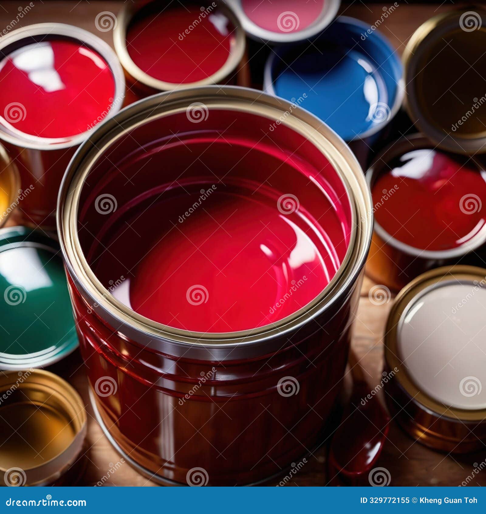 Open Can of Paint with Ruby Paint , Color Concept Stock Illustration ...