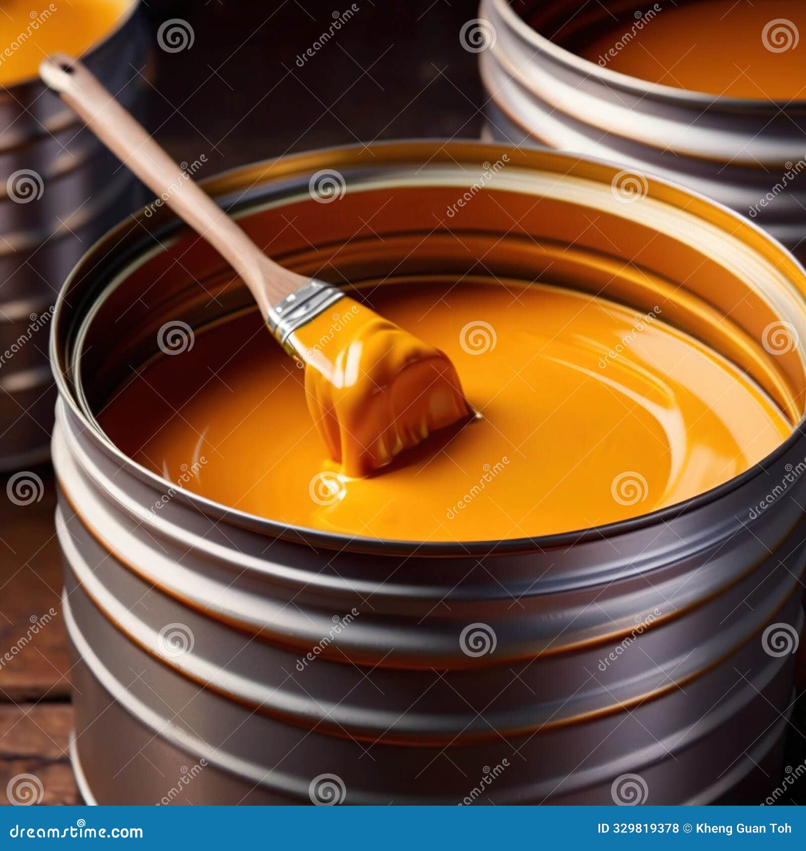 Open Can of Paint with Saffron Paint , Color Concept Stock Illustration ...
