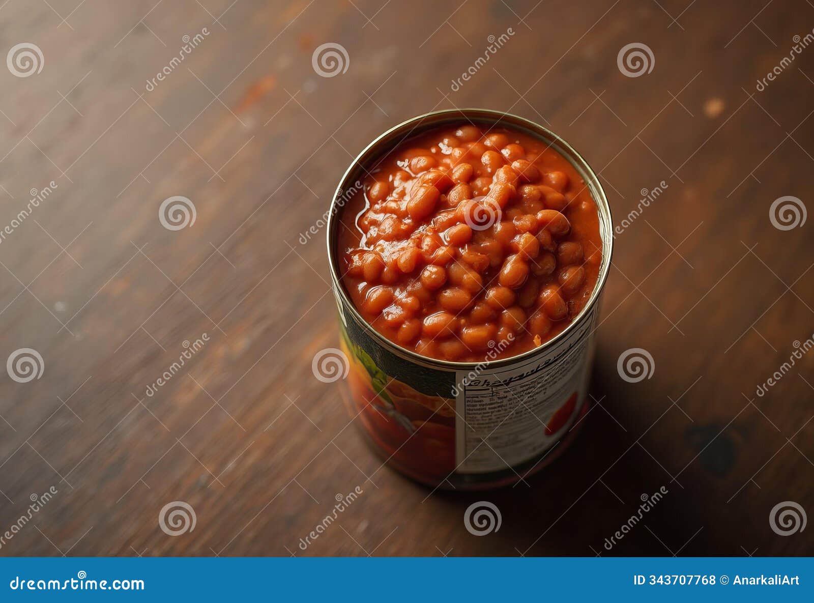 Open Canned Refried Beans, Smooth Brown Surface with Texture, Top-Down ...